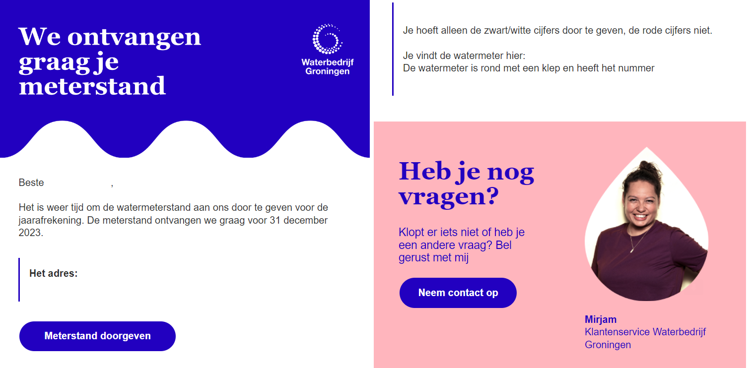 Het is weer tijd om de meterstand door te geven - Waterbedrijf Groningen